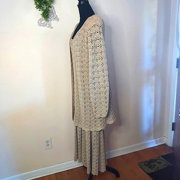 J.M. Pink | Dresses | Vintsge Jm Pink Hand Crochet Dress And Cardigan ...